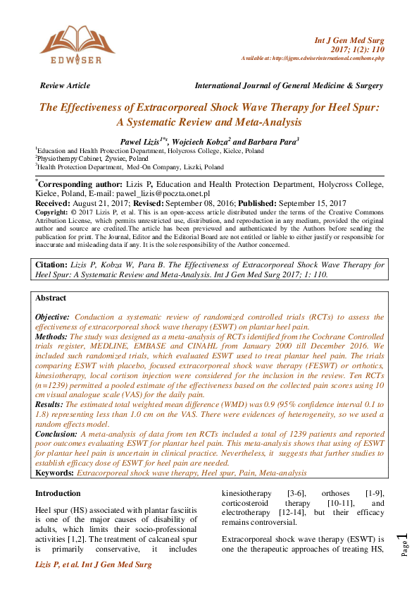 (PDF) Lizis P, et al. Int J Gen Med Surg The Effectiveness of ...