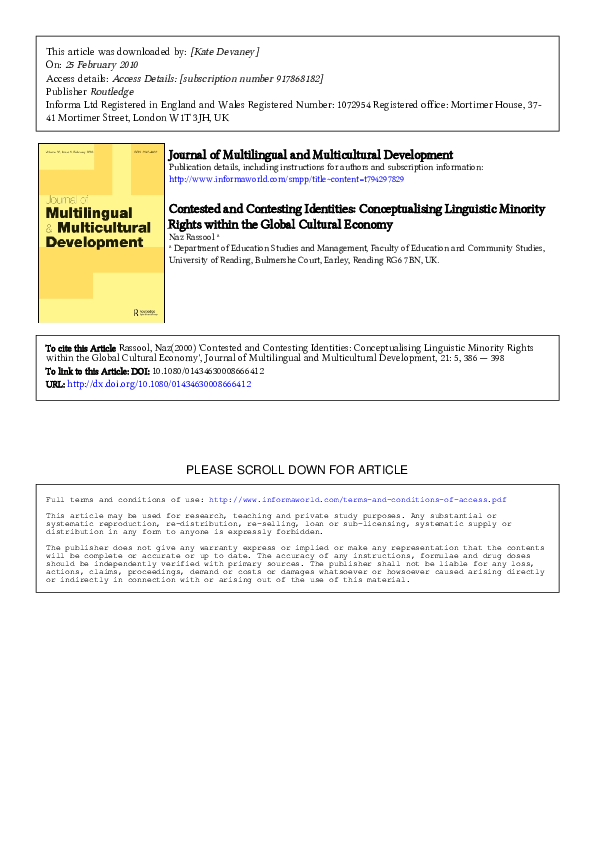 (PDF) PLEASE SCROLL DOWN FOR ARTICLE Journal of Multilingual and ...