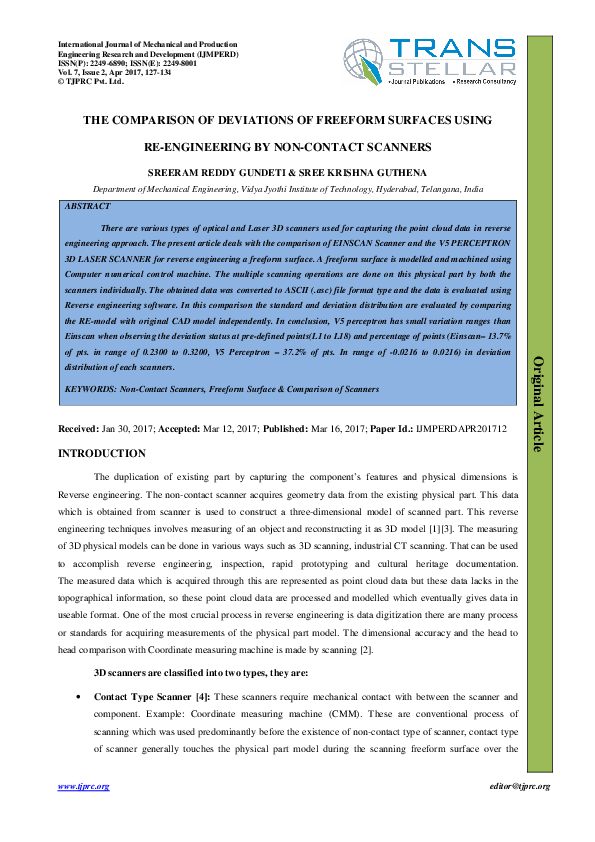 (PDF) THE COMPARISON OF DEVIATIONS OF FREEFORM SURFACES USING RE ...