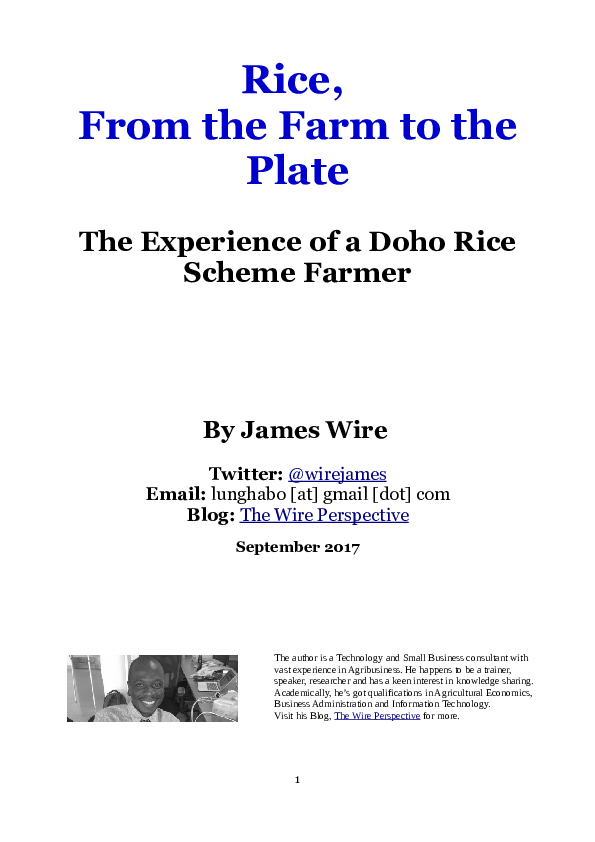 (PDF) Rice, From the Farm to the Plate. The Experience of a Doho Rice ...