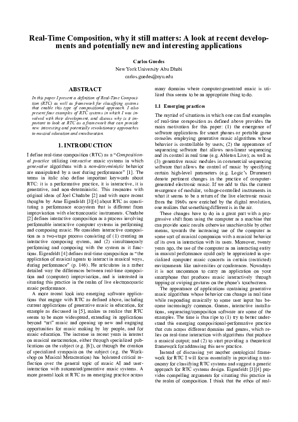 (PDF) Real-Time Composition, why it still matters: A look at recent ...
