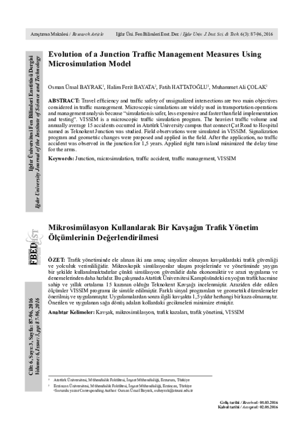 Pdf Evolution Of A Junction Traffic Management Measures Using Microsimulation Model