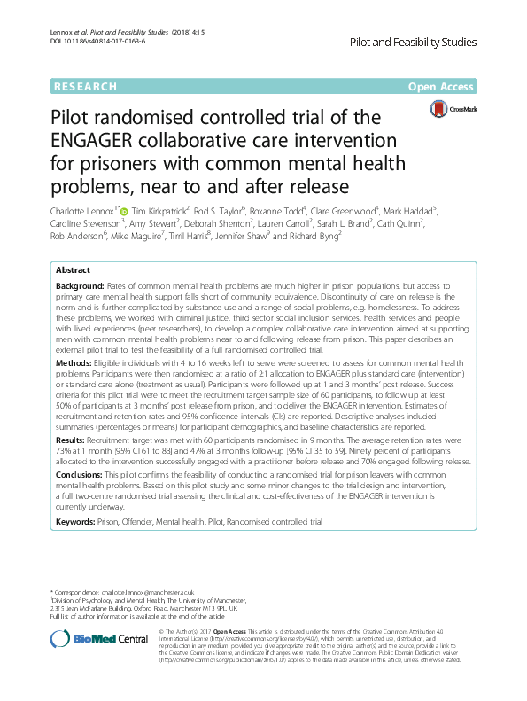 (PDF) Pilot randomised controlled trial of the ENGAGER collaborative care intervention for ...