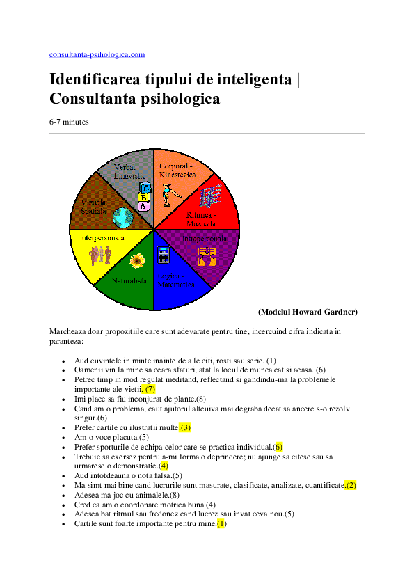 (DOC) Teste de inteligenta