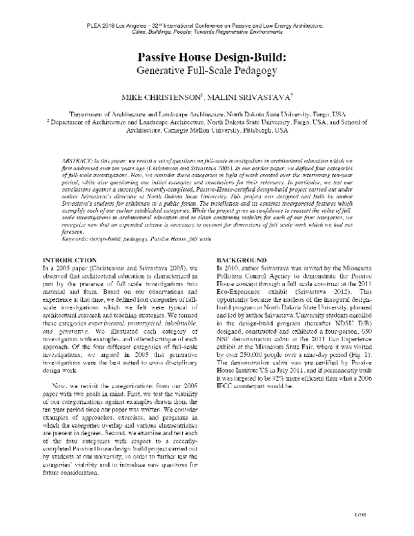(PDF) Passive House Design-Build: Generative Full-Scale Pedagogy