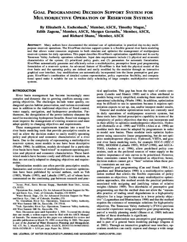 Pdf Goal Programming Decision Support System For Multiobjective