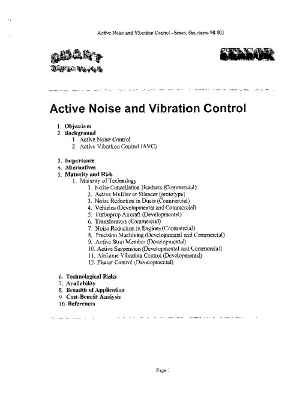 (PDF) Active Noise and Vibration Control