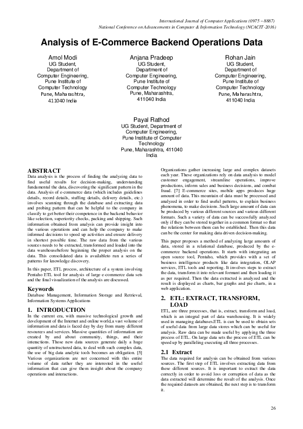 (PDF) Analysis of E-Commerce Backend Operations Data