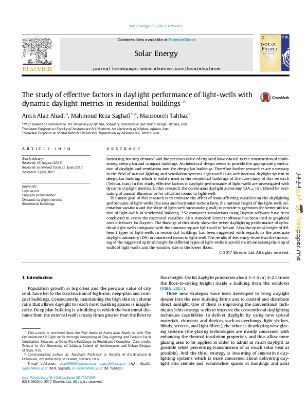 (PDF) The study of effective factors in daylight performance of light ...