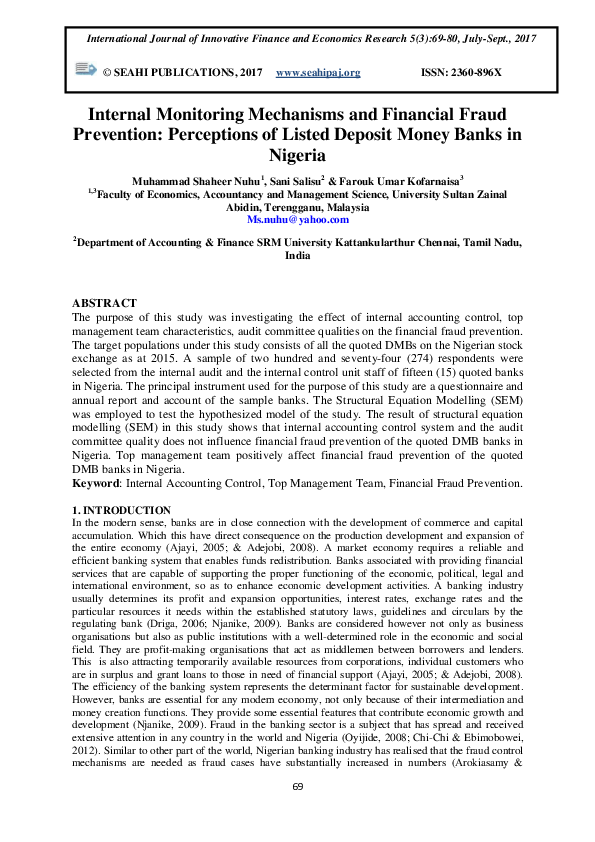 (PDF) Internal Monitoring Mechanisms and Financial Fraud Prevention ...