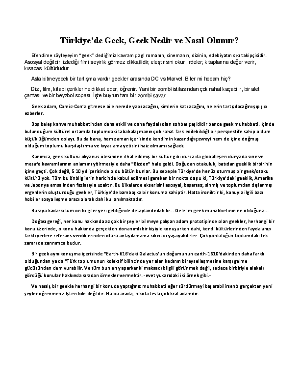 (PDF) Türkiye'de Geek, Geek Nedir ve Nasıl Olunur