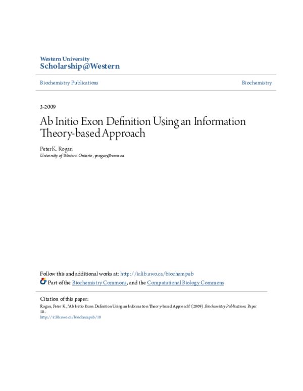 (PDF) Ab initio exon definition using an information theory-based approach
