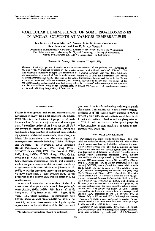 (PDF) Molecular Luminescence of Some Isoalloxazines in Apolar Solvents ...