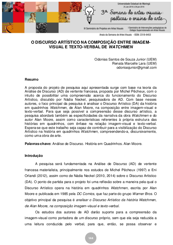 (PDF) O Discurso Artístico na composição entre imagem-visual e texto ...