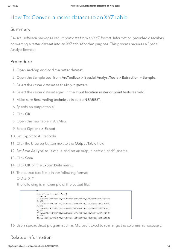 (PDF) How To Convert a raster dataset to an XYZ table