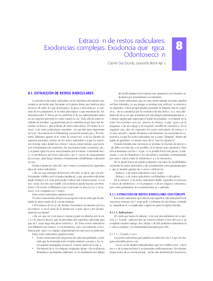 (PDF) 8.1. EXTRACCIÓN DE RESTOS RADICULARES