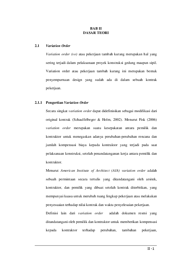 (PDF) II -1 BAB II DASAR TEORI 2.1 Variation Order