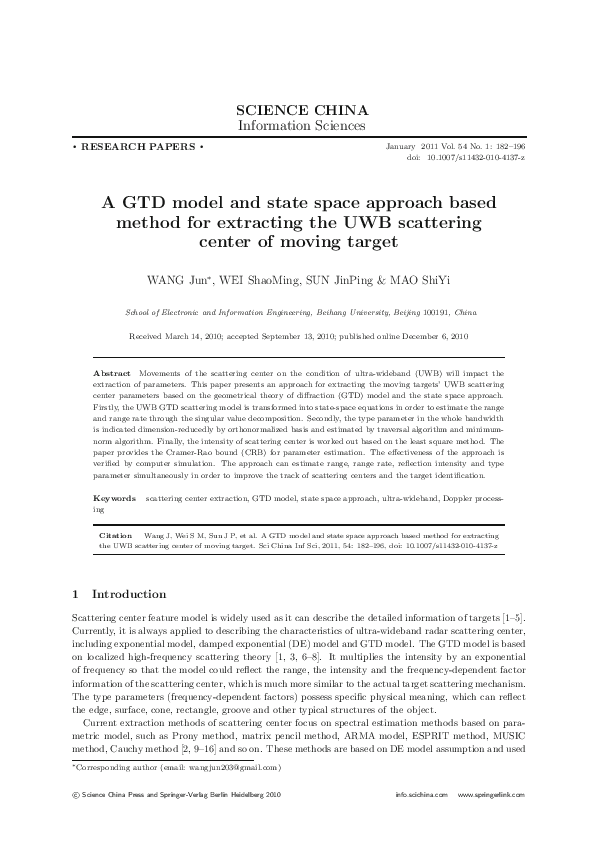 (PDF) A GTD model and state space approach based method for extracting the UWB scattering center ...