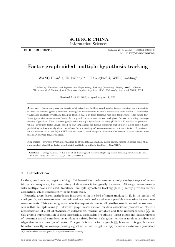 (PDF) Factor graph aided multiple hypothesis tracking