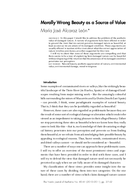 (PDF) Morally Wrong Beauty as a Source of Value