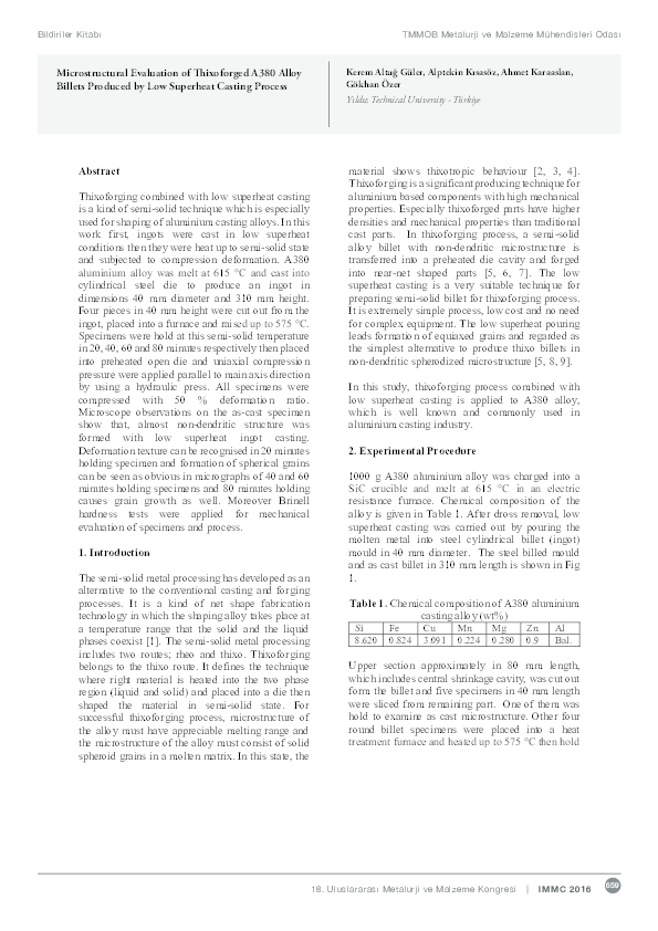 (PDF) Microstructural Evaluation of Thixoforged A380 Alloy Billets ...