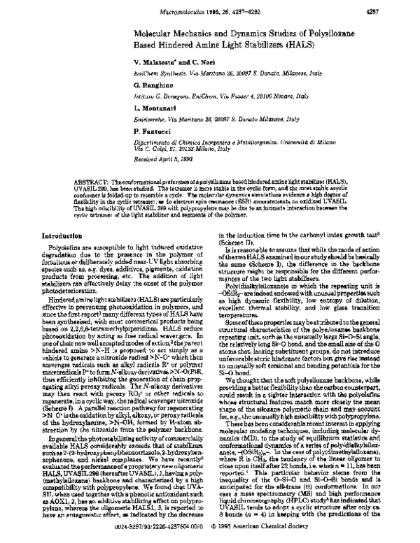 (PDF) Molecular mechanics and dynamics studies of polysiloxane-based ...
