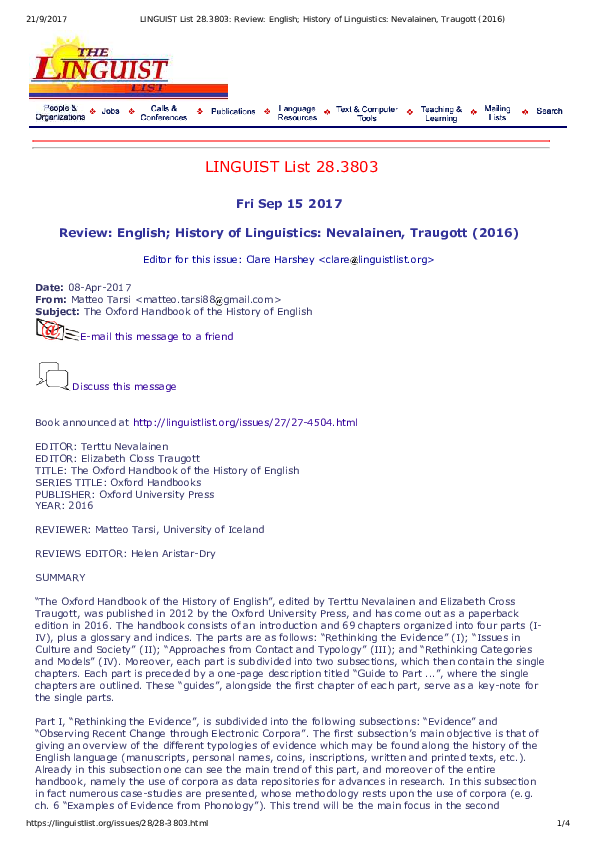 (PDF) Review of The Oxford Handbook of English History