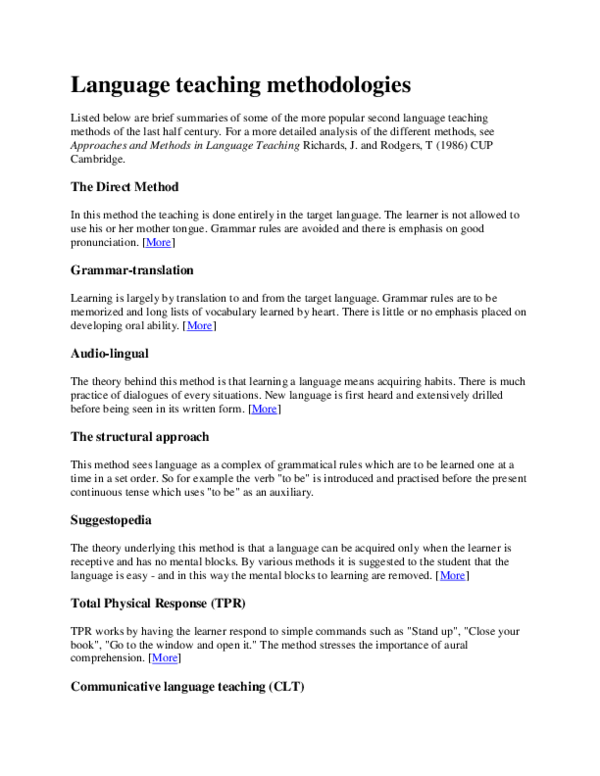 (DOC) Language teaching methodologies