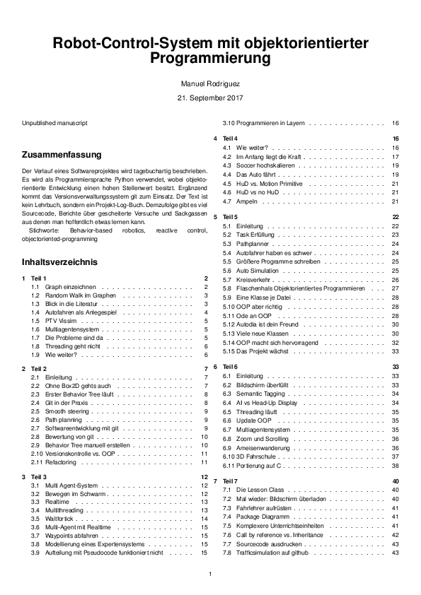 (PDF) Robot-Control-System mit objektorientierter Programmierung
