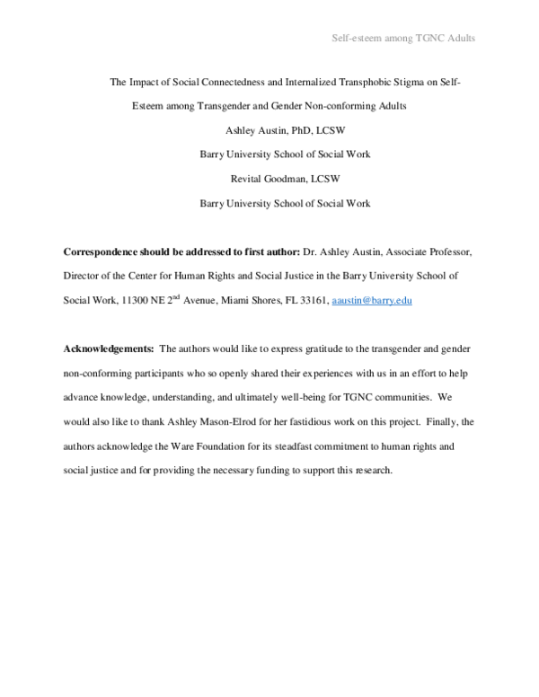 (DOC) The Impact of Social Connectedness and Internalized Transphobic ...