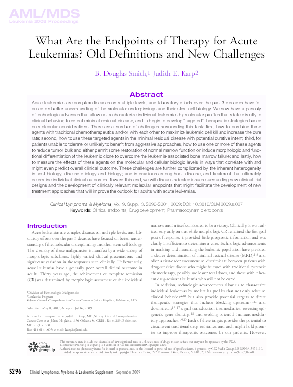 (PDF) What Are the Endpoints of Therapy for Acute Leukemias? Old ...