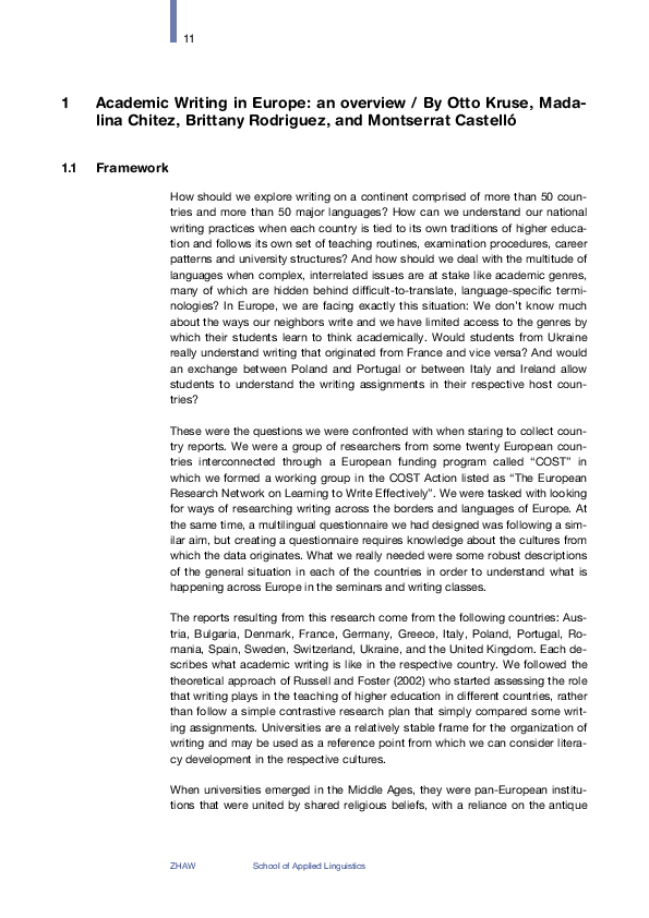 (PDF) Academic Writing in Europe: an overview