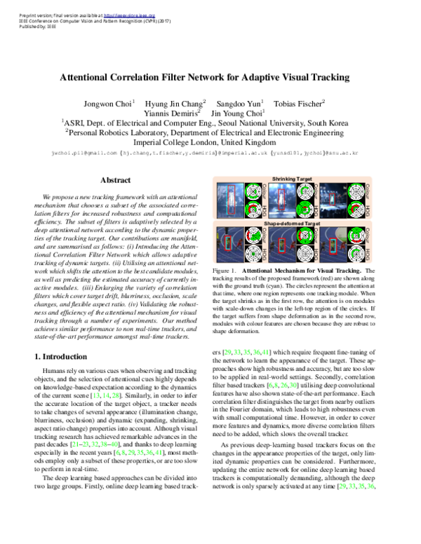 (PDF) Attentional Correlation Filter Network for Adaptive Visual Tracking