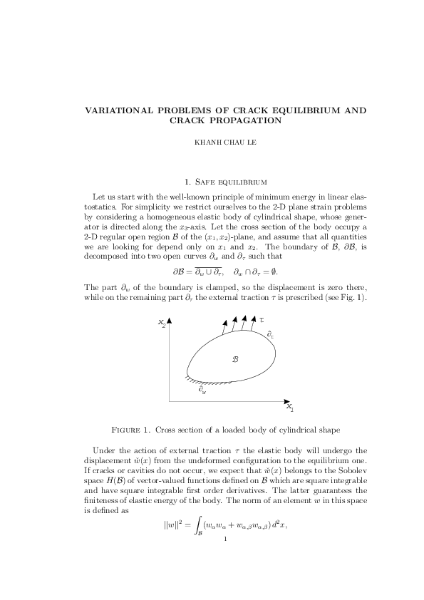 (PDF) Variational problems of crack equilibrium and crack propagation