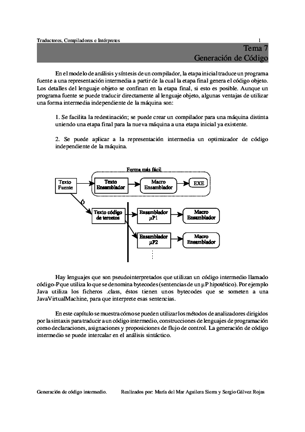 (PDF) Tema 7 Generación de Código