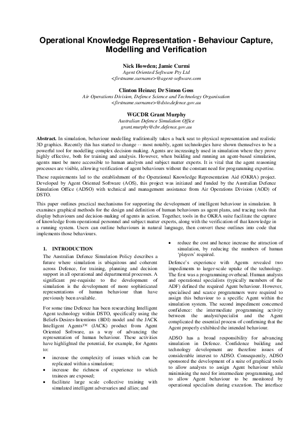 (PDF) Operational Knowledge Representation -Behaviour Capture ...