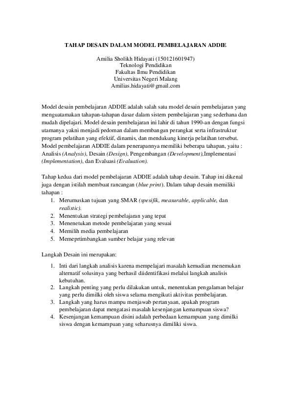 (DOC) TAHAP DESAIN DALAM MODEL PEMBELAJARAN ADDIE