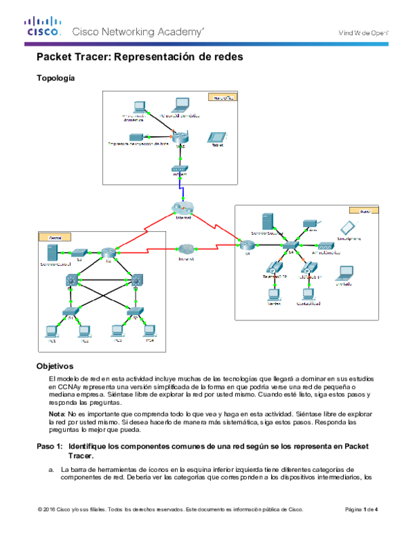 (PDF) Packet Tracer: Representación de redes