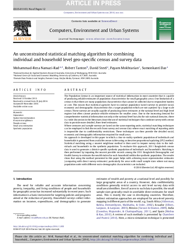 Pdf An Unconstrained Statistical Matching Algorithm For Combining
