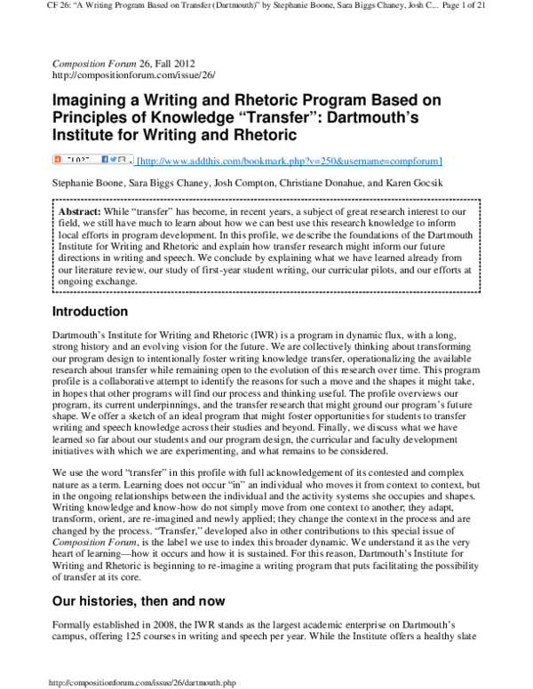 (PDF) Imagining a writing and rhetoric program based on principles of ...