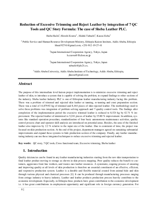 (PDF) Reducing Reject Leather Using QC Tools