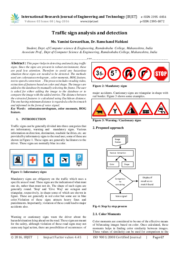 (PDF) Traffic sign analysis and detection