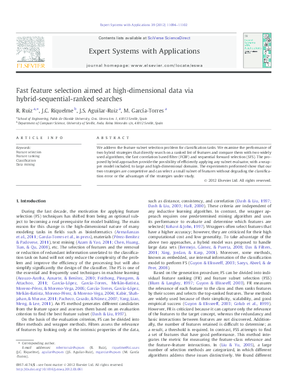 (PDF) Fast feature selection aimed at high-dimensional data via hybrid ...