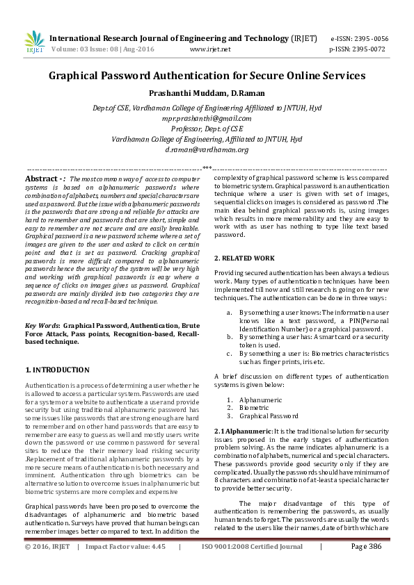 (PDF) Graphical Password Authentication for Secure Online Services