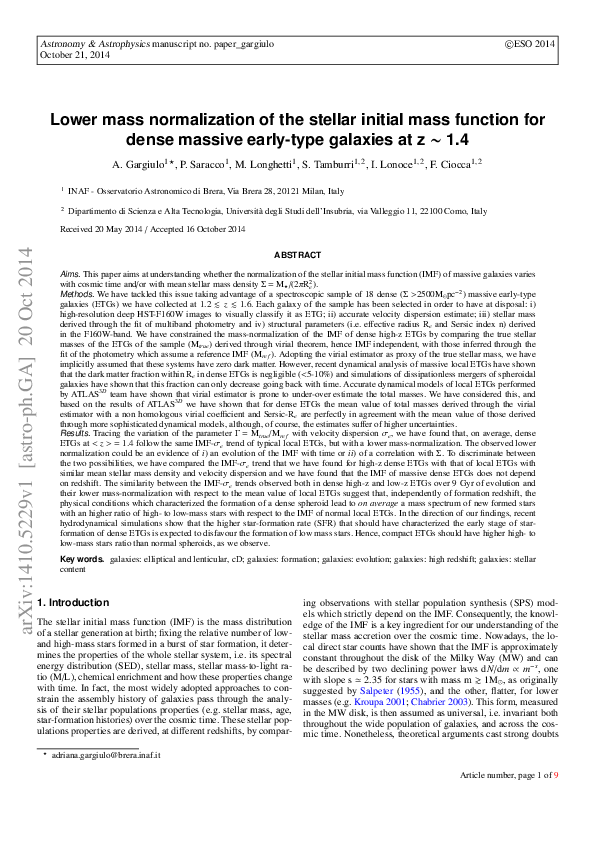 (PDF) Lower mass normalization of the stellar initial mass function for dense massive early-type ...