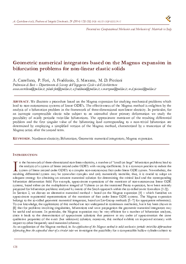 Pdf Geometric Numerical Integrators Based On The Magnus Expansion In Bifurcation Problems For