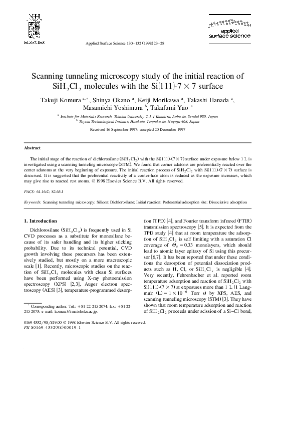 (PDF) Scanning tunneling microscopy study of the initial reaction of ...