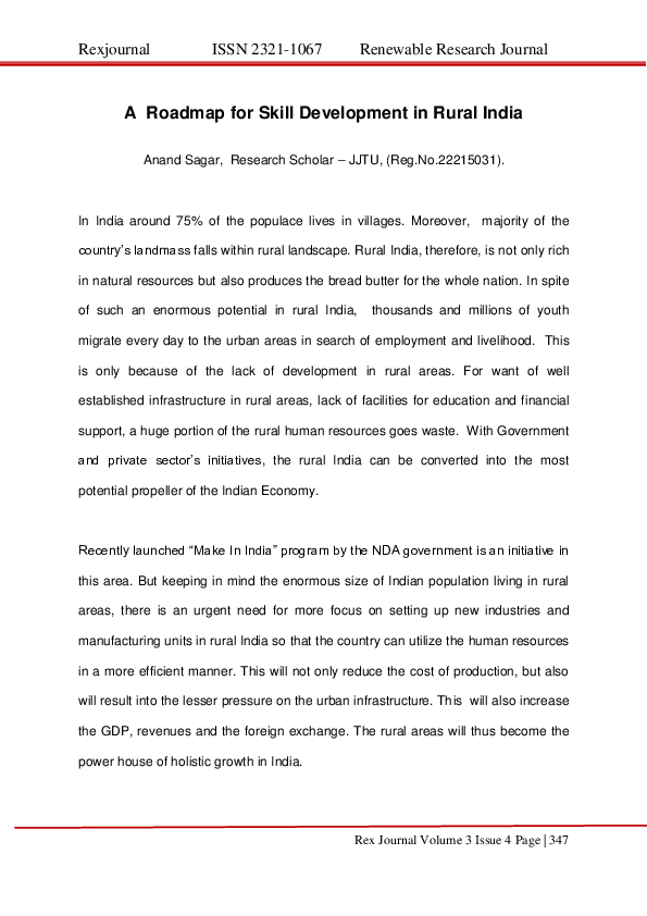 (PDF) A Roadmap for Skill Development in Rural India