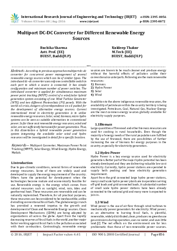 (PDF) Multiport DC-DC Converter for Different Renewable Energy Sources