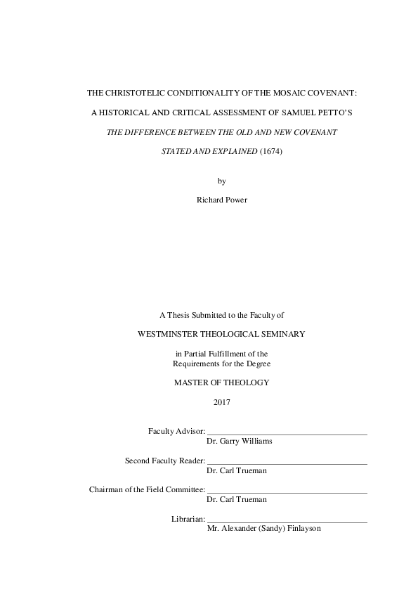 (PDF) THE CHRISTOTELIC CONDITIONALITY OF THE MOSAIC COVENANT: A ...